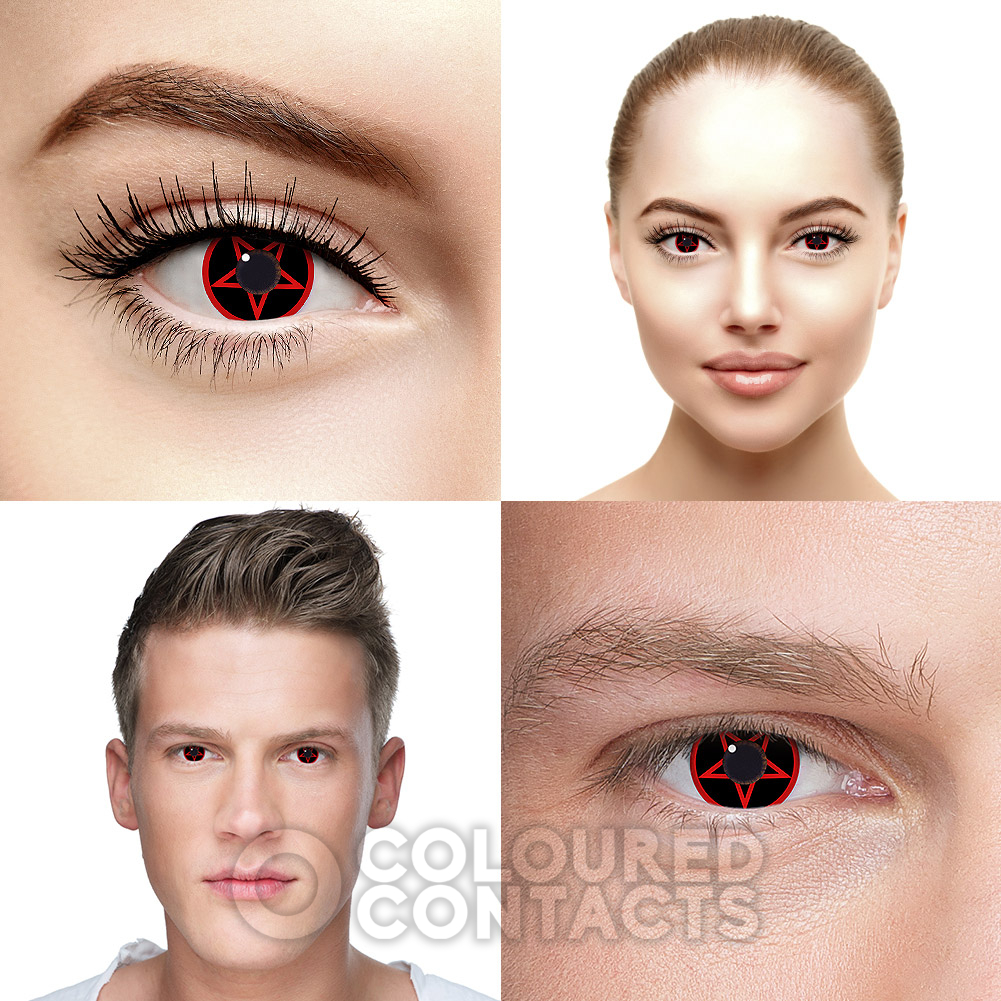 Pentagram Contact Lenses, Red & Black Star | Colored Contacts US