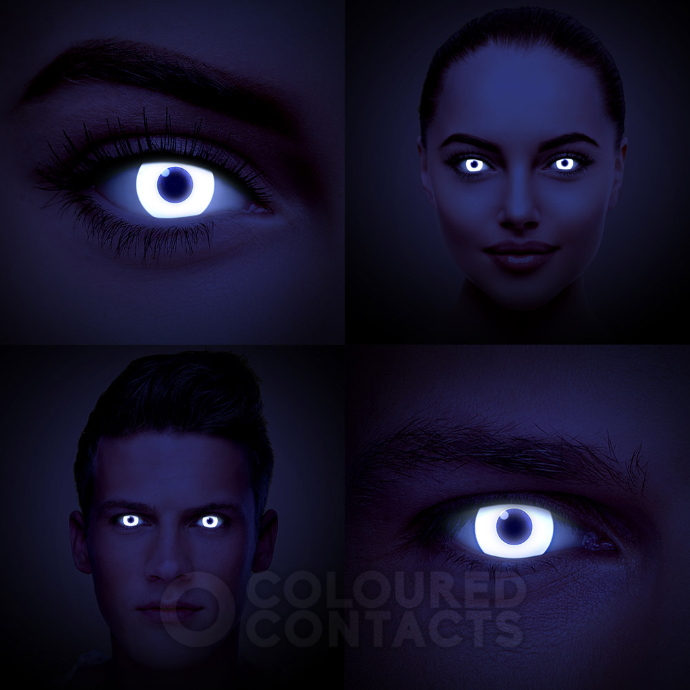 White UV i-Glow Daily Colored Contact Lenses, Glow In The Dark Lens