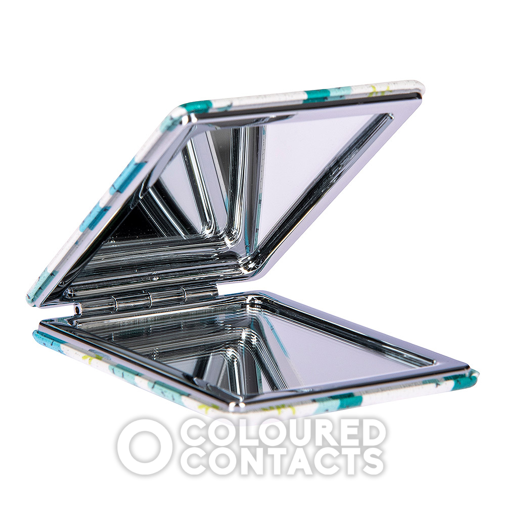 Folding Compact Makeup Mirror (Cactus Glitter) | Contact Lens Accessories