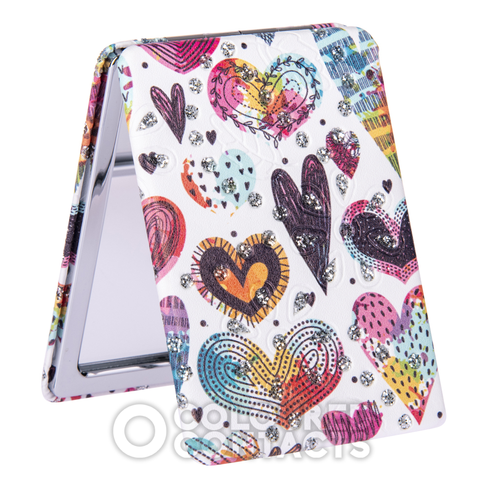 Funky Hearts | Folding Compact Contact Lens Mirror