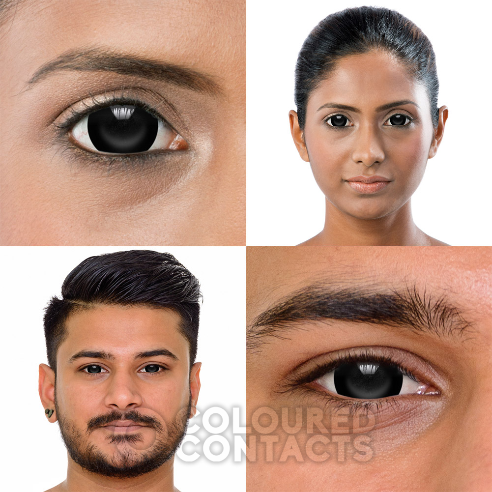 Black Mini Sclera Prescription Coloured Contact Lenses (30 Day ...