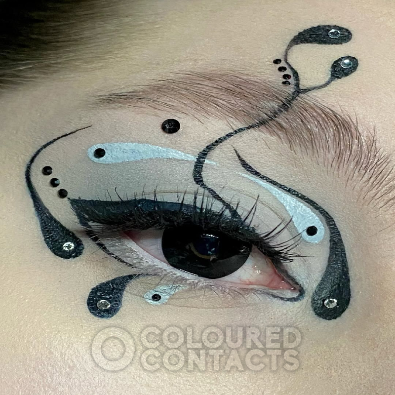 Black Mini Sclera Zombie Halloween 1 Day Colored Contact Lenses