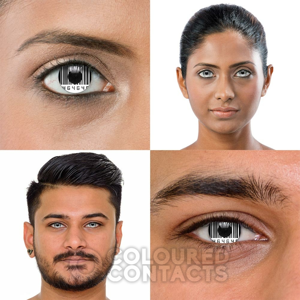 Black White Barcode 30 Day Coloured Contact Lenses, Special FX Lens