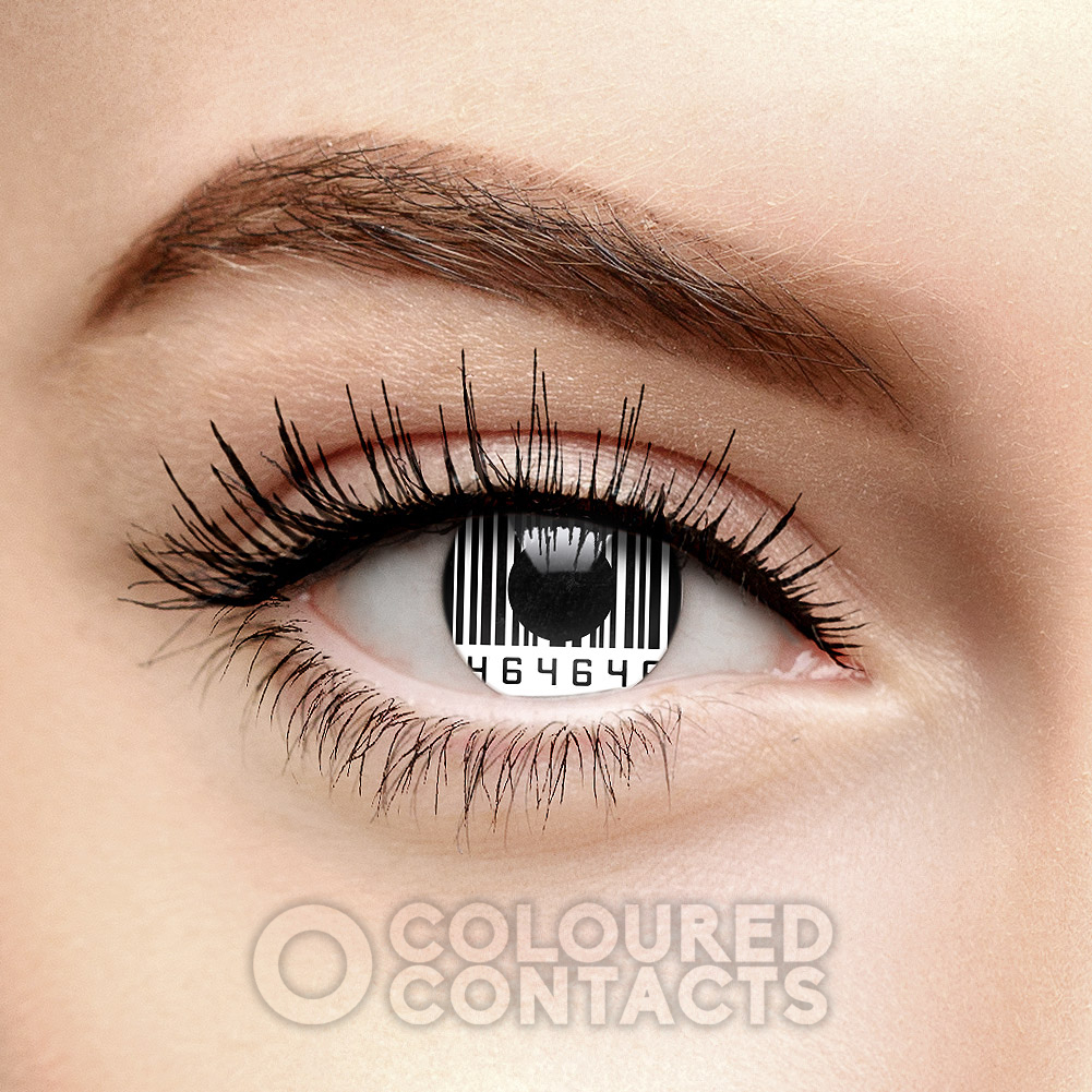 Black White Barcode 30 Day Coloured Contact Lenses, Special FX Lens